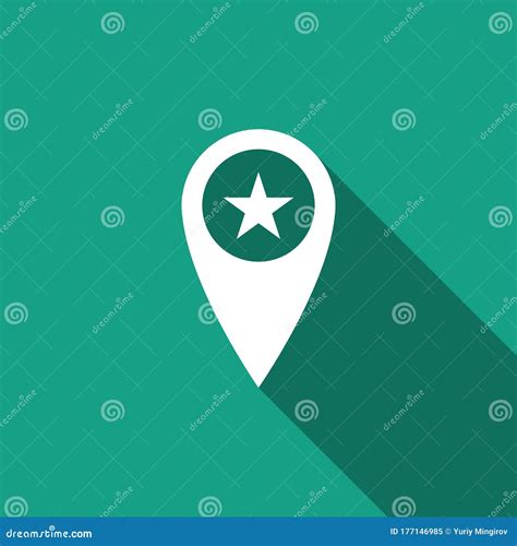 Map Pointer With Star Icon Isolated With Long Shadow Star Favorite Pin