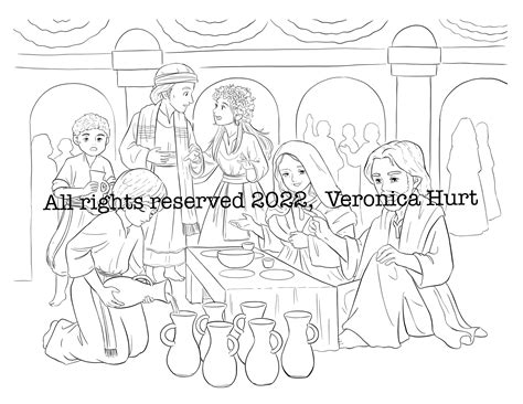 Wedding At Cana Coloring Page Jesus Performs His First Miracle Catholic