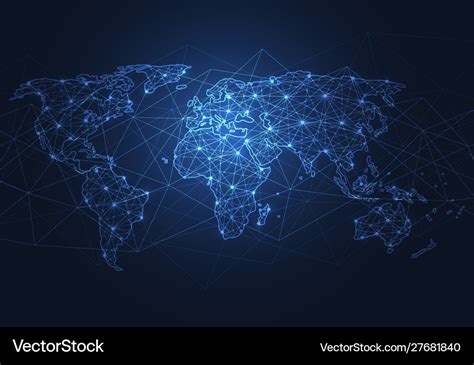 Global Network Connection World Map Point Vector Image