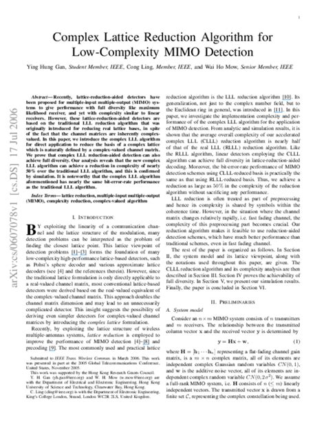 pdf complex lattice reduction algorithm for low complexity mimo detection wai ho mow