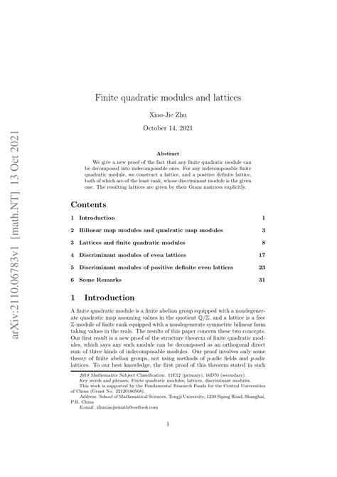 pdf finite quadratic modules and lattices