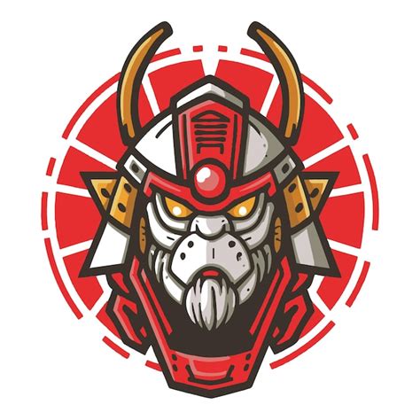 Samurai Roboter Maskottchen Premium Vektor