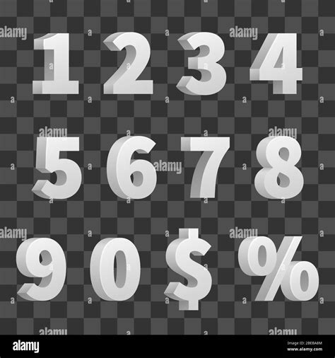 Vector 3d Numbers Isolated On Transparent Background 3d Number Symbol