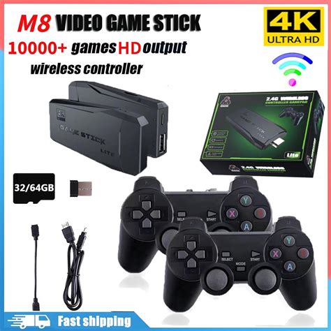 M8 Jogo De Vídeo Console 2 4G Controlador Duplo Sem Fio Game Stick 4 K