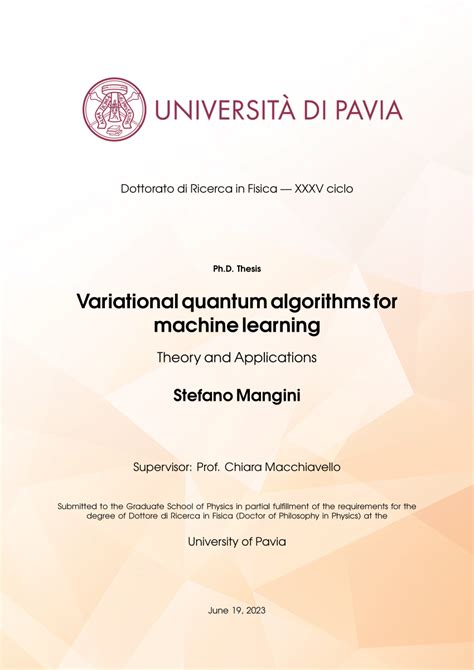 pdf variational quantum algorithms for machine learning theory and applications