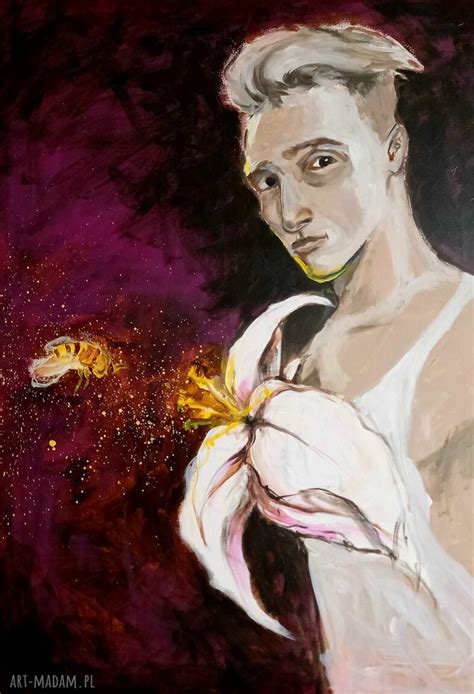 biała lilia obraz akrylowy na płótnie 100x70cm artystki ღ art Madam pl