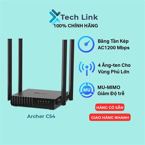 Hỏa tốc Bộ Phát Wifi TP Link Archer C54 Băng Tần Kép Chuẩn AC 1200Mbps