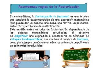 Reglas de factorización PPT