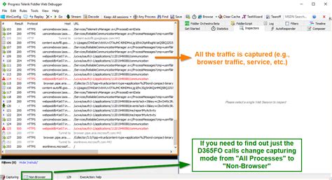 trace requests and responses in d365fo