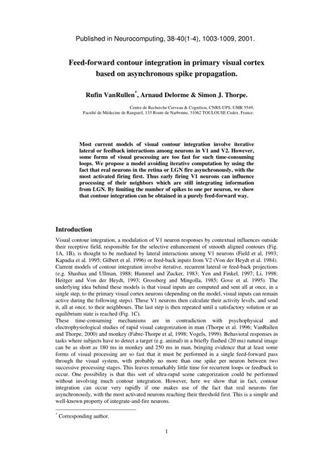 pdf feed forward contour integration in primary visual cortex based on asynchronous spike