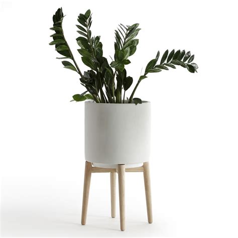 Cache pot sur pied en hévéa h58 5cm florian blanc Am Pm La Redoute
