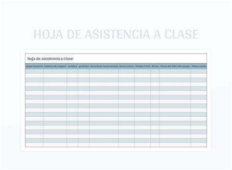 Plantilla de Excel Hoja De Asistencia A Clase y Hoja de Cálculo de