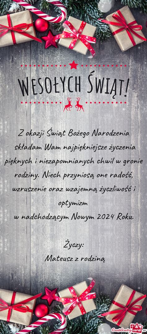 Z okazji Świąt Bożego Narodzenia składam Wam najpiękniejsze życzenia