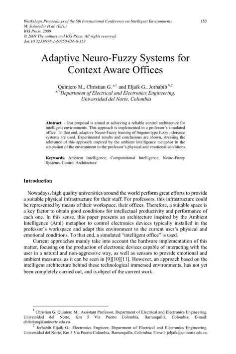 pdf adaptive neuro fuzzy systems for context aware offices