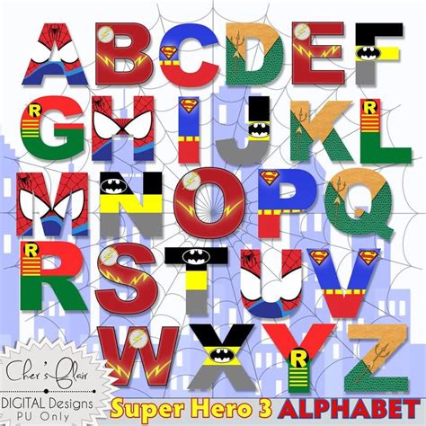 SUPERHERO ALPHABET LETTERS Superhero Digital Alphas Etsy Alfabeto