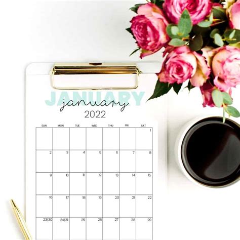 2022 Calendar Printable One Page World Of Printables Cute 2022