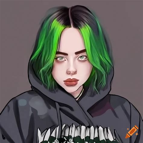 Billie Eilish Anime Style Drawing On Craiyon