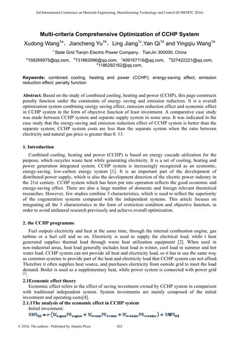 pdf multi criteria comprehensive optimization of cchp system