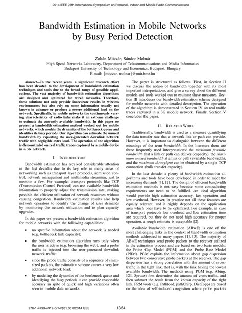 pdf bandwidth estimation in mobile networks by busy period detection