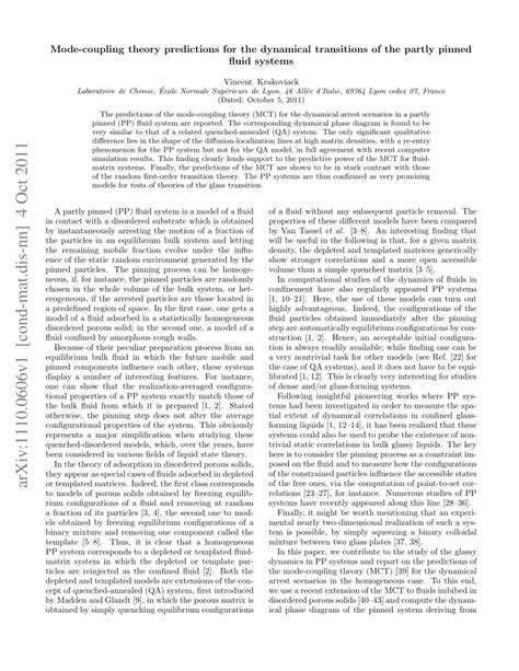 pdf mode coupling theory predictions for the dynamical transitions of partly pinned fluid systems