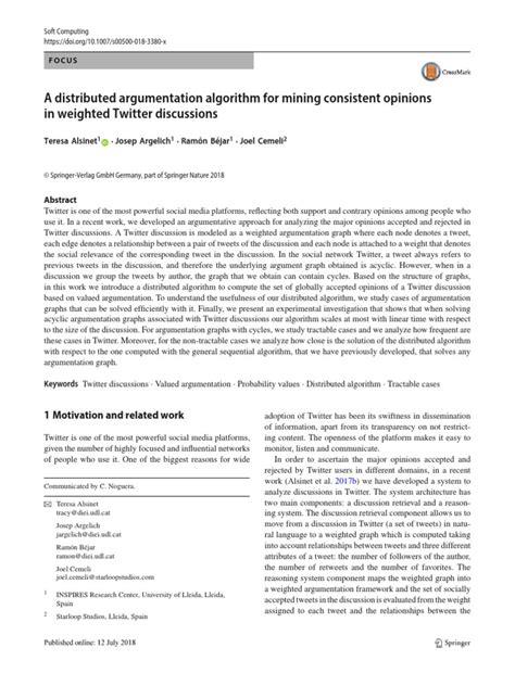 a distributed argumentation algorithm for mining consistent opinions in weighted twitter