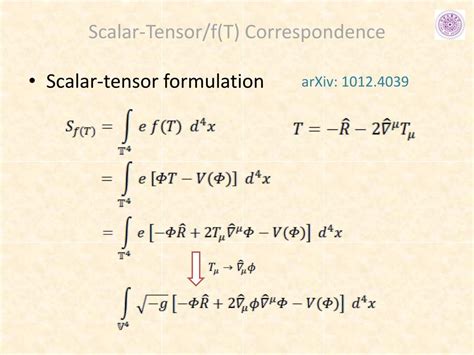 ppt scalar tensor correspondence with f t theory powerpoint presentation id 2496220
