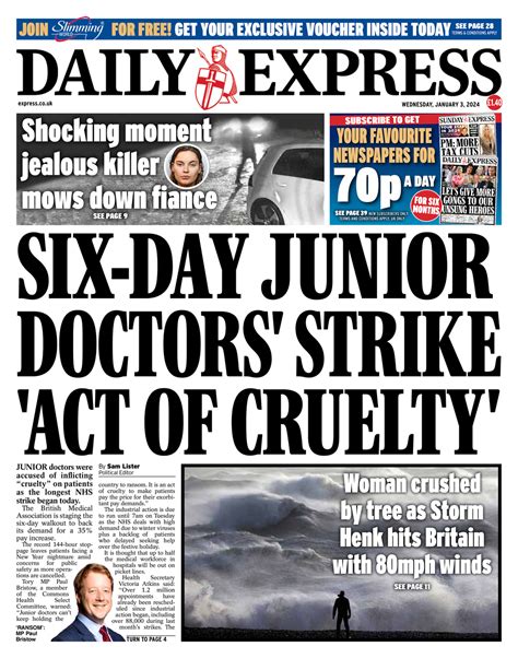 Daily Express Front Page Rd Of January Tomorrow S Papers Today