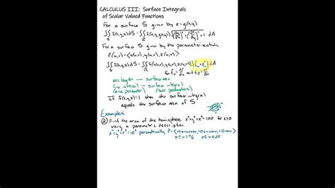 calculus iii surface integrals of scalar functions part ii youtube