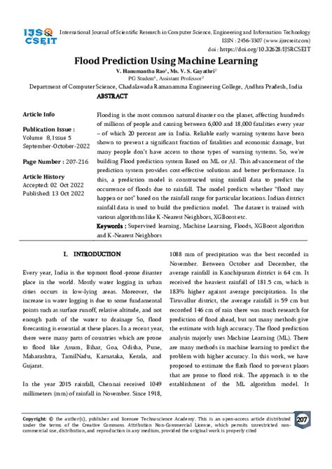 pdf flood prediction using machine learning international journal of scientific research in