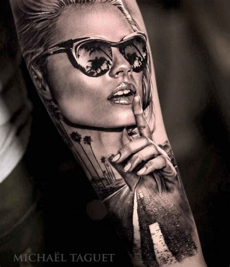 Awesome Realistic Tattoo By Michael Taguet INKPPL Girl Face Tattoo