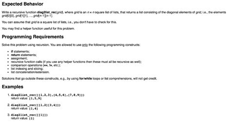 solved write a recursive function diag2list rec grid where