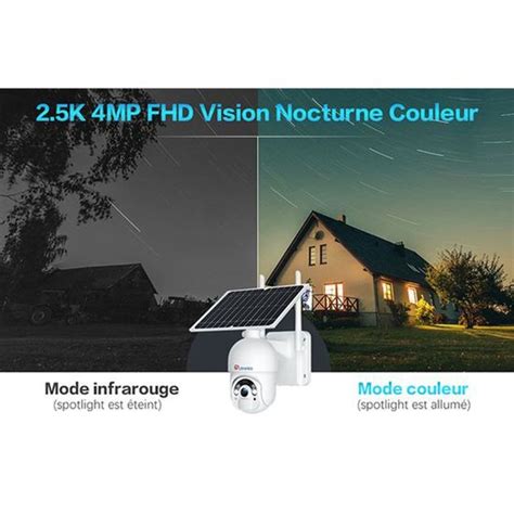 Ctronics 4MP Caméra Surveillance Sans Fil WiFi Solaire Extérieur PTZ