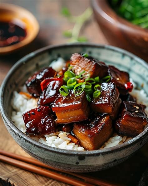 Premium Photo Chinese Braised Pork Belly With Rice