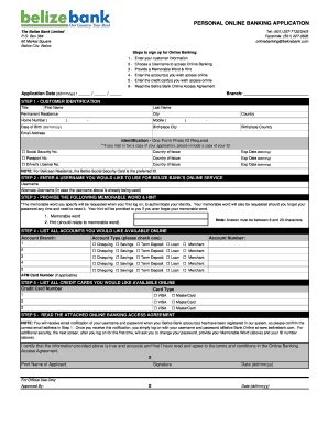 2020 2024 Form Belize Bank Personal Online Banking Application Fill