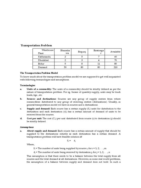 transportation problem pdf linear programming mathematical optimization