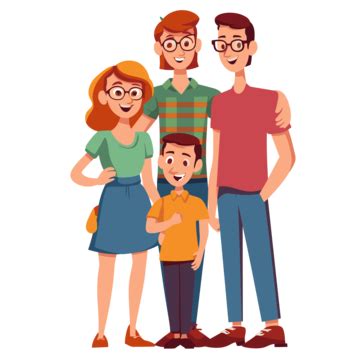 Familia Clipart Familia Dibujos Animados Ilustración Vector PNG