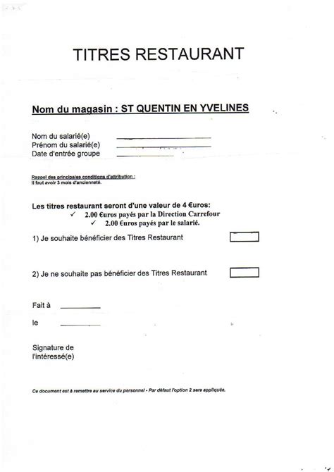 Calaméo TITRES RESTAURANT formulaire demande