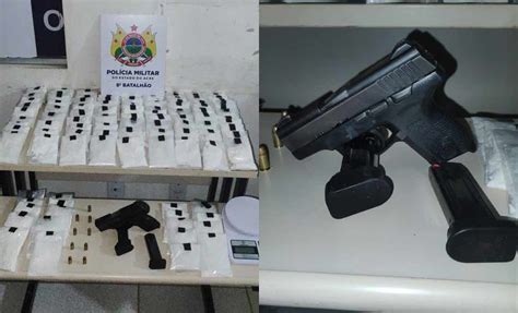 Polícia Militar prende jovem e apreende arma de fogo e droga na cidade