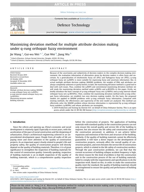 pdf maximizing deviation method for multiple attribute decision making under q rung orthopair