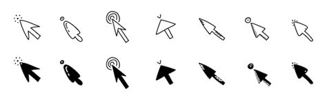 Premium Vector Doodle Click Icon Set Hand Drawn Mouse Cursor Button