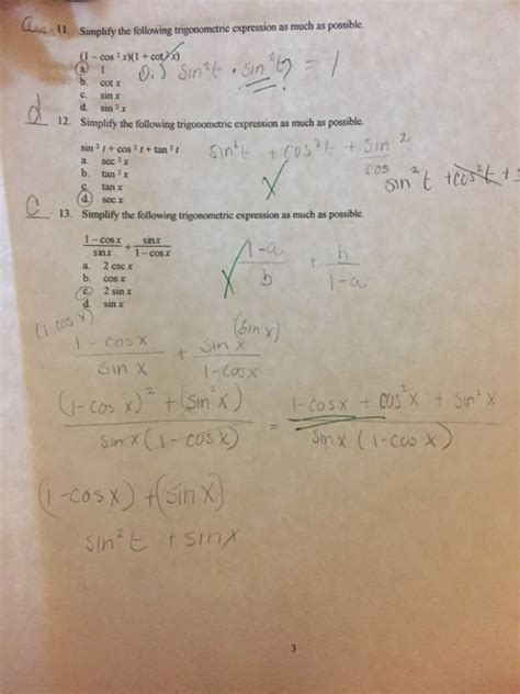 solved simplify the following trigonometric expression as