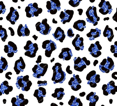 Blue Glitter Leopard Print PNG Seamless Leopard Print Etsy
