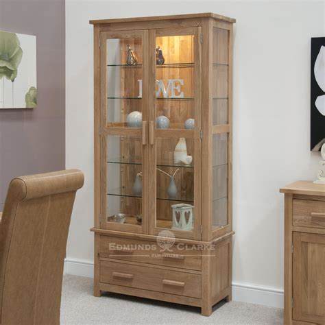 Z Designer Solid Oak Glass Display Cabinet Edmunds And Clarke Furniture