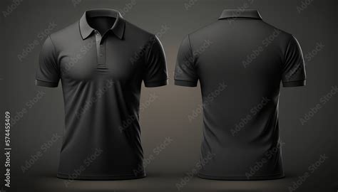 Realistic Mockup Of Male Black Polo Shirt Generative Ai Stock