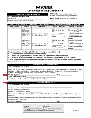Paychex Direct Deposit Form Fill And Sign Printable Template Online