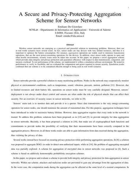 pdf a secure and privacy protecting aggregation scheme for sensor networks