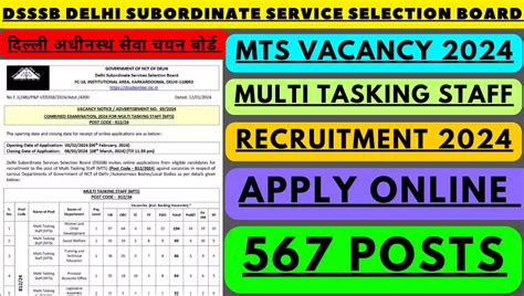 DSSSB MTS Vacancy 2024 Apply Online For 567 Vacant Posts