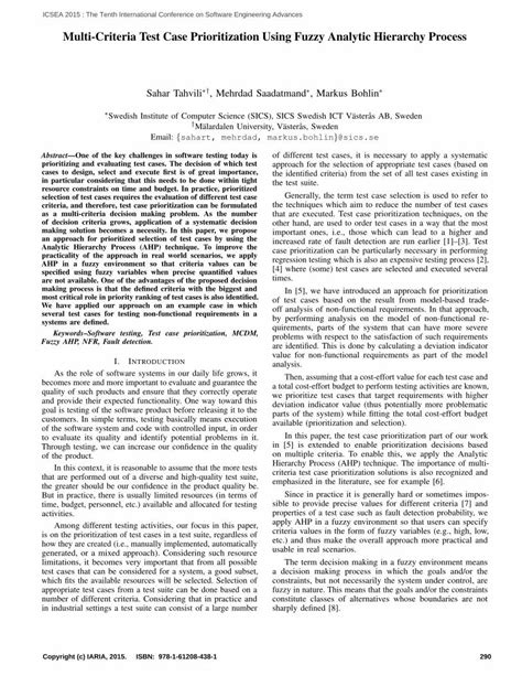 pdf multi criteria test case prioritization using fuzzy multi criteria test case