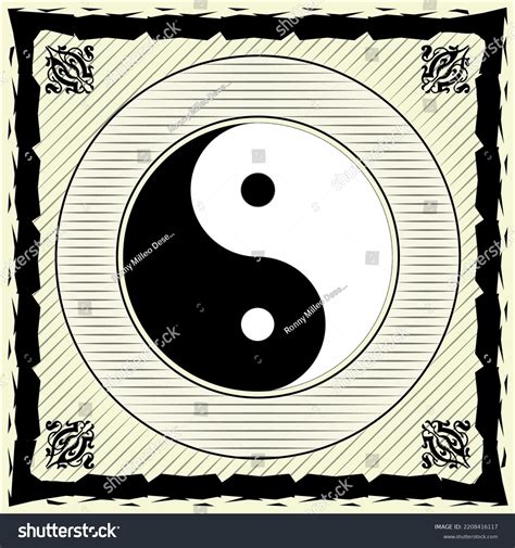 S Mbolo Vectorial Yin Yang Con Marco Grabado Vector De Stock Libre