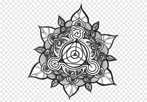 White And Black Floral Illustration Tattoo Mandala Penrose Triangle